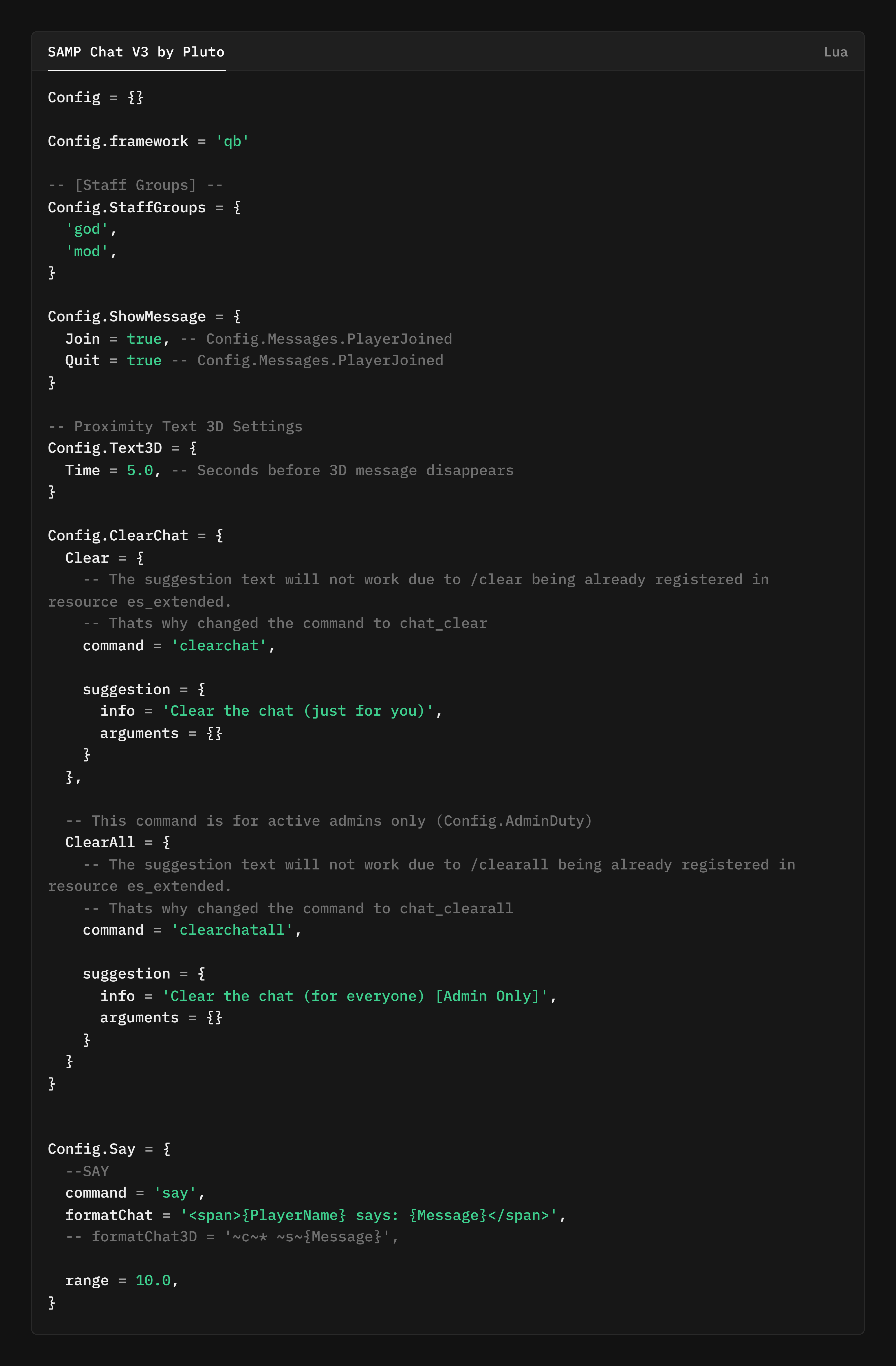 Pluto Dev | SAMP Chat V3 [QB]