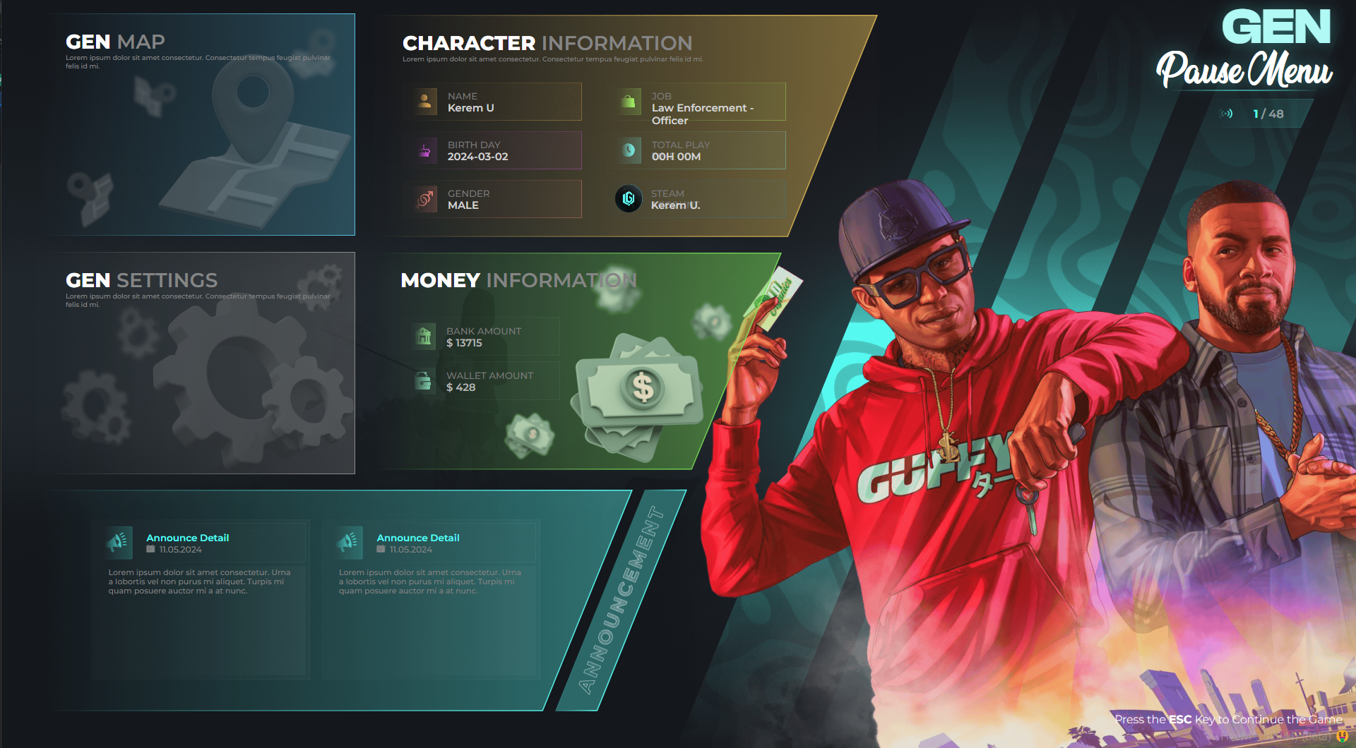 GenScripts | GEN Pause Menu | Escrow