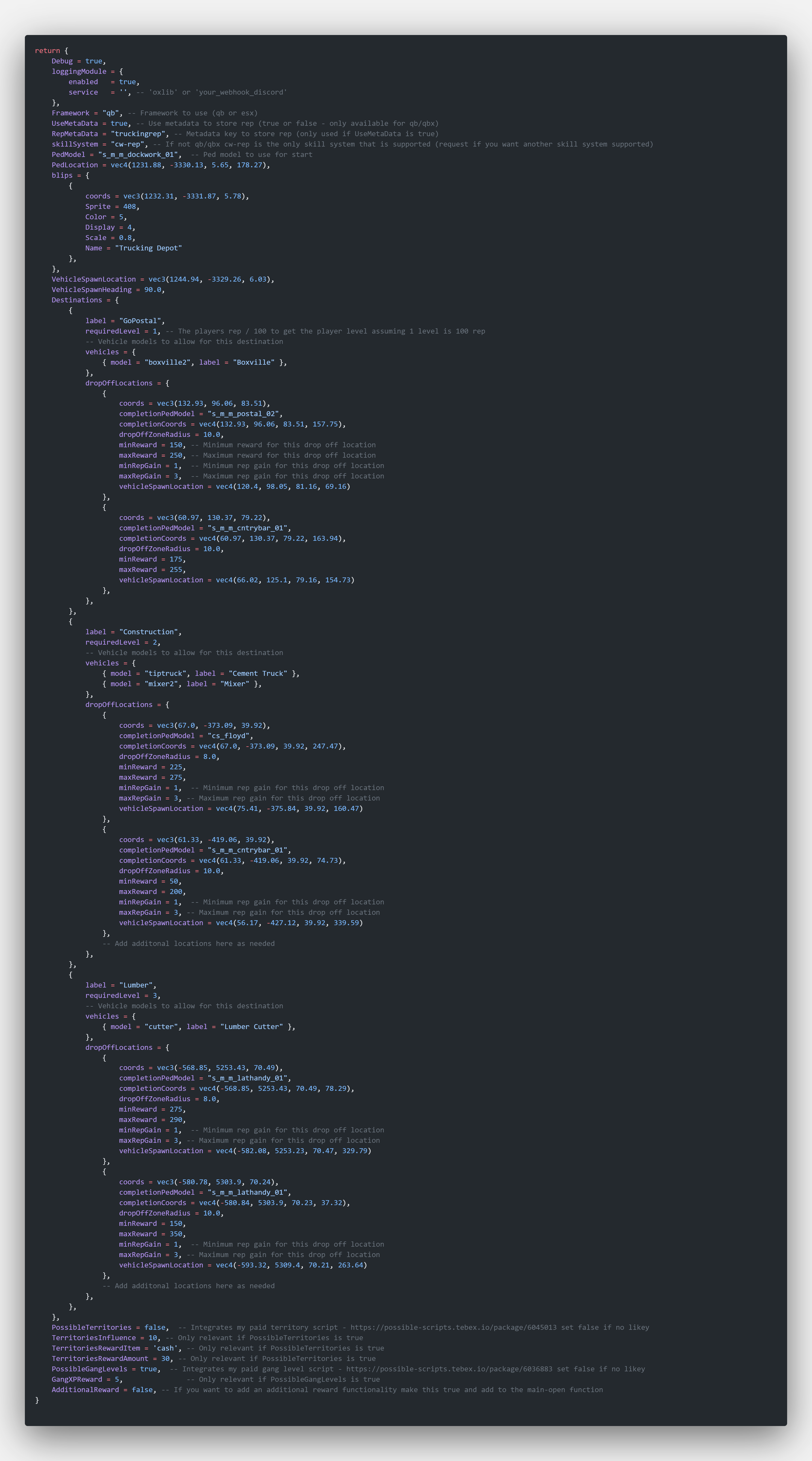 Possible' Scripts · Possible Trucking [QBX/QB/ESX]