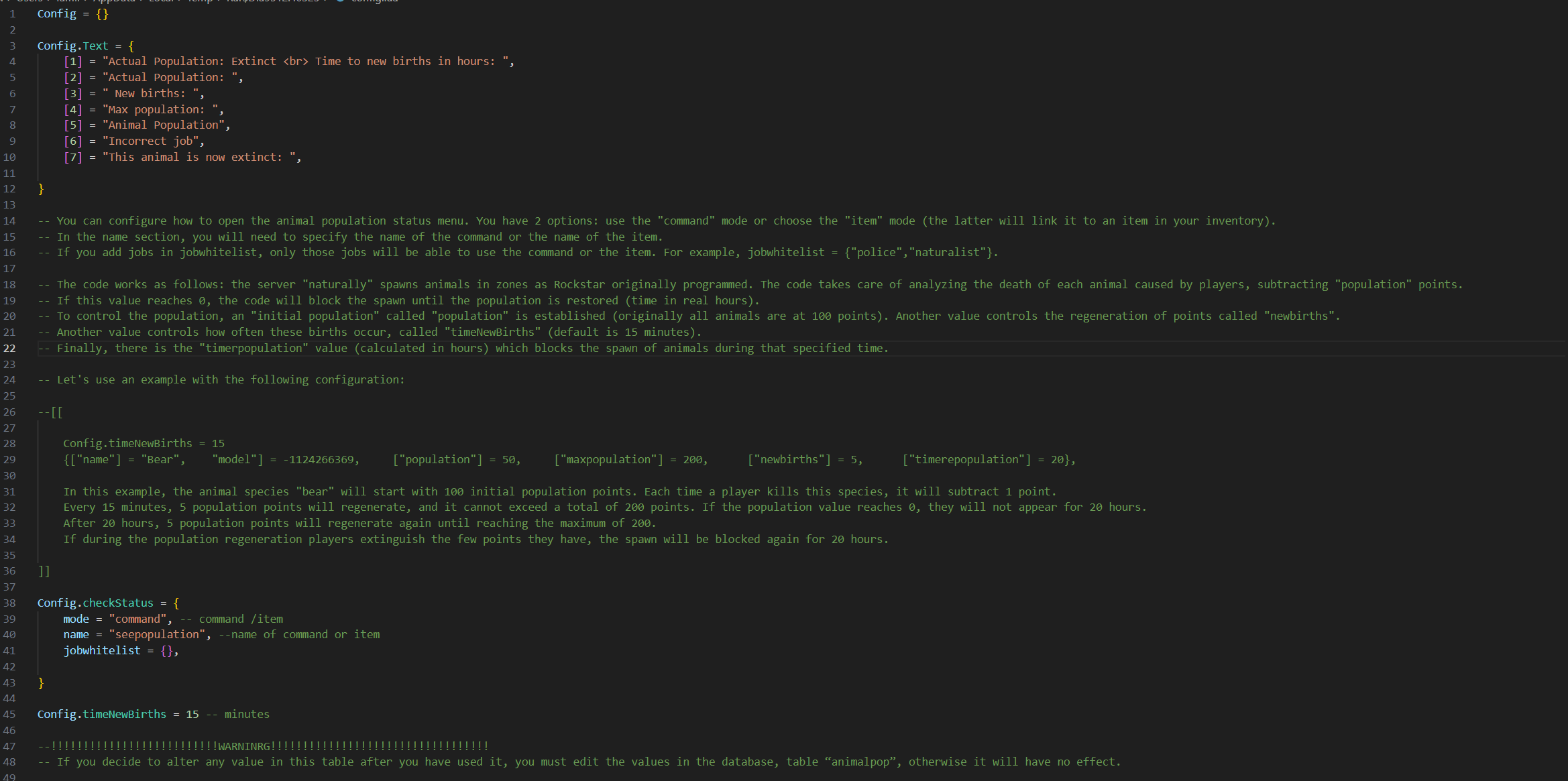 Lumen Works · Lumen Animal Population