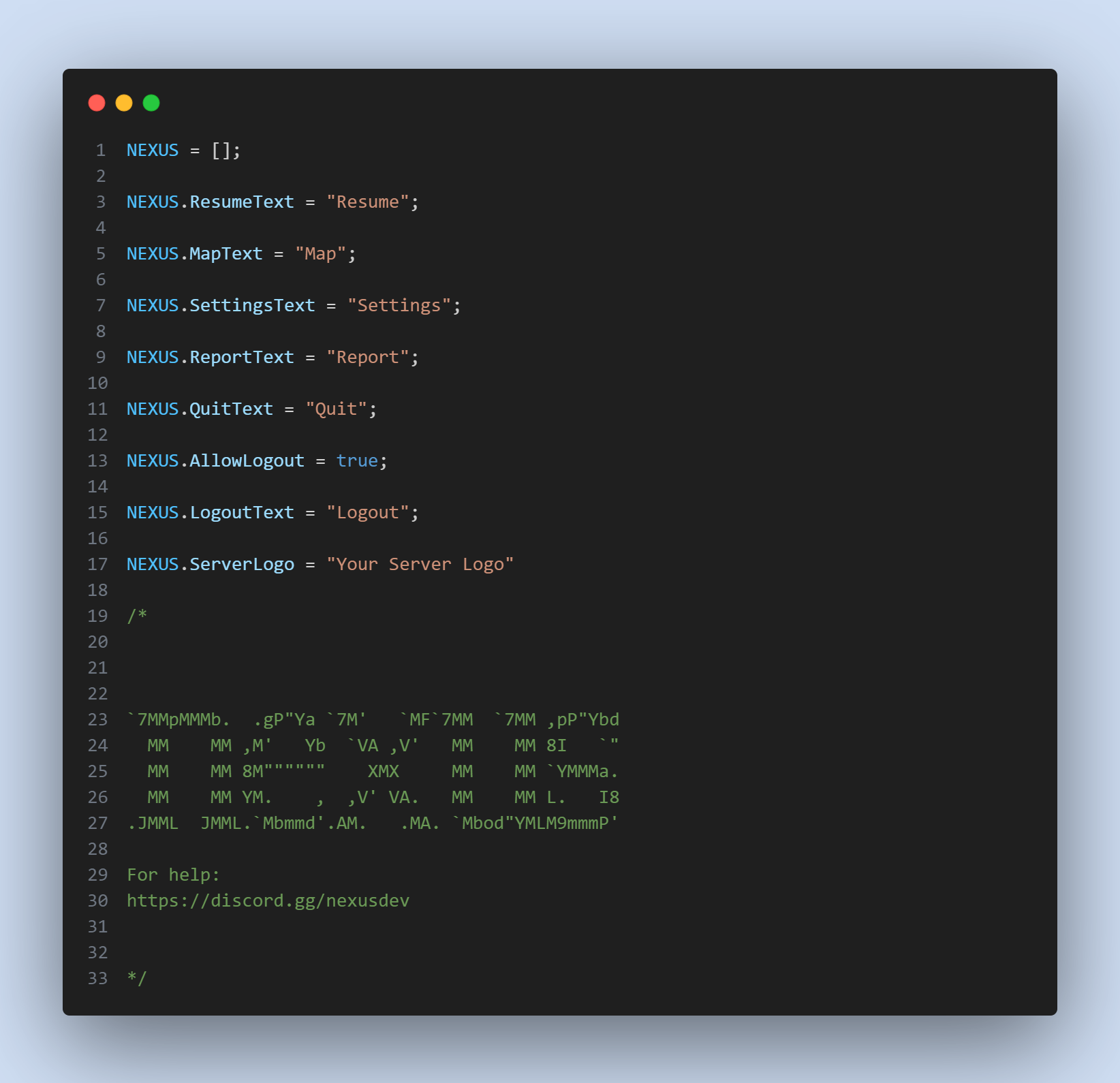 Nexus Dev. · Pause Menu V1