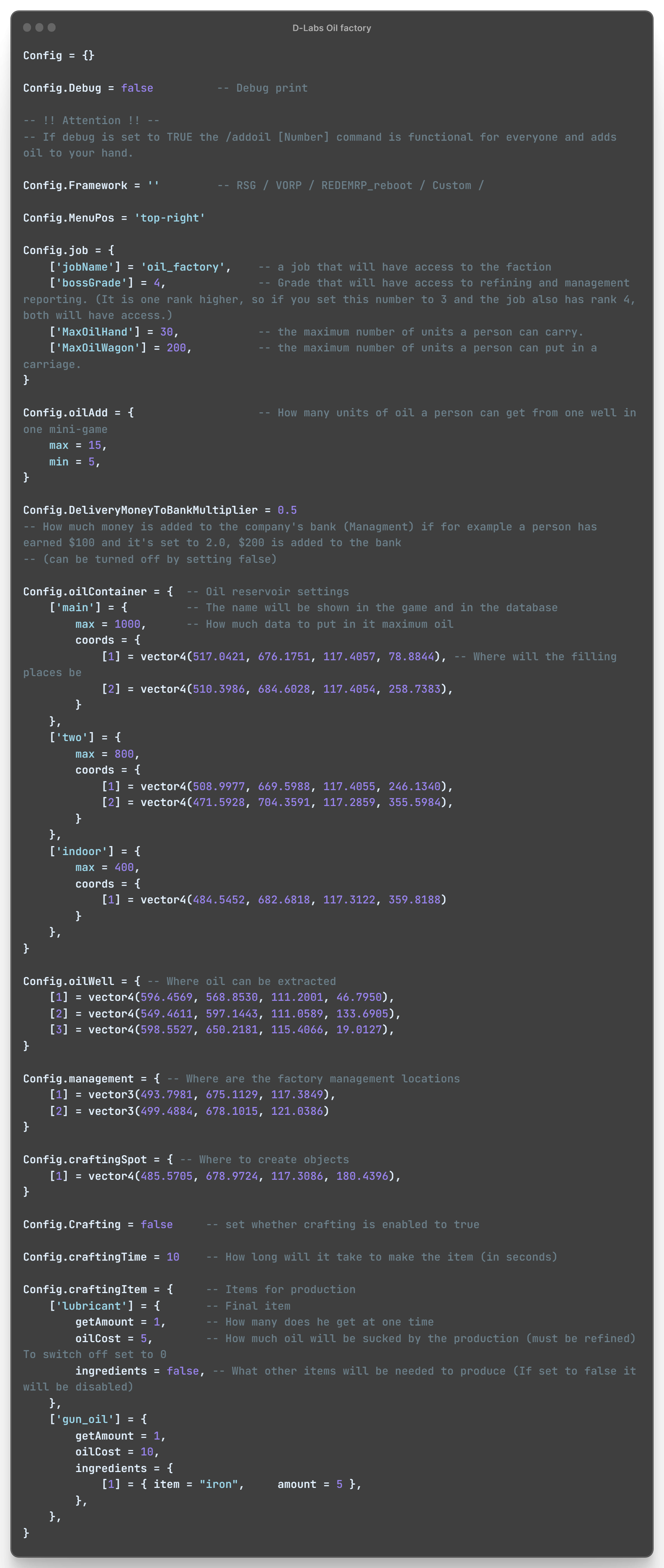 D-Labs Scripts | Oil factory