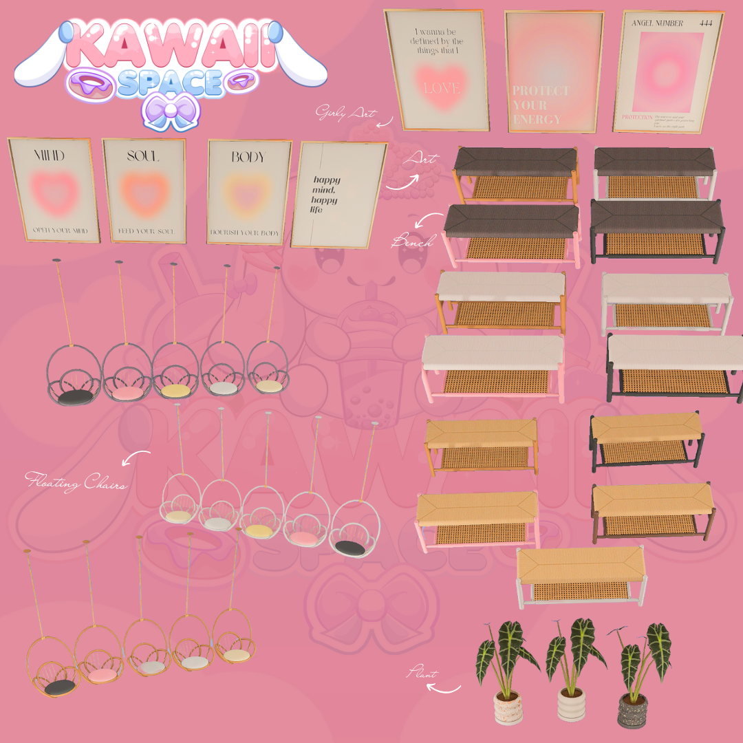 Kawaii Space · 🌸𝑩𝒆𝒅𝒓𝒐𝒐𝒎 𝑭𝒖𝒓𝒏𝒊𝒕𝒖𝒓𝒆 𝑷𝒂𝒄𝒌 - 170 𝒑𝒓𝒐𝒑𝒔