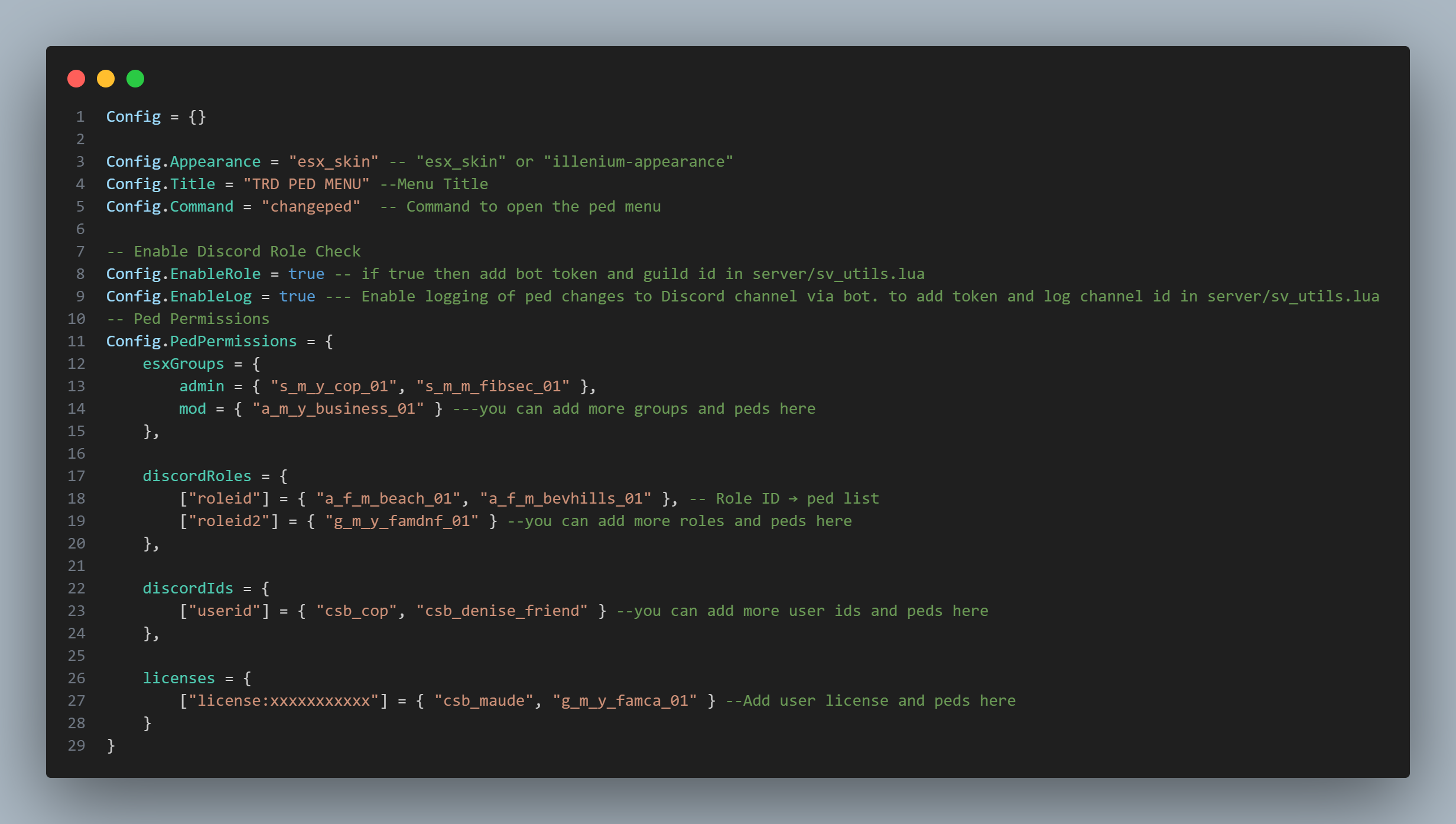 Vertex Customs · TRD PedMenu V2