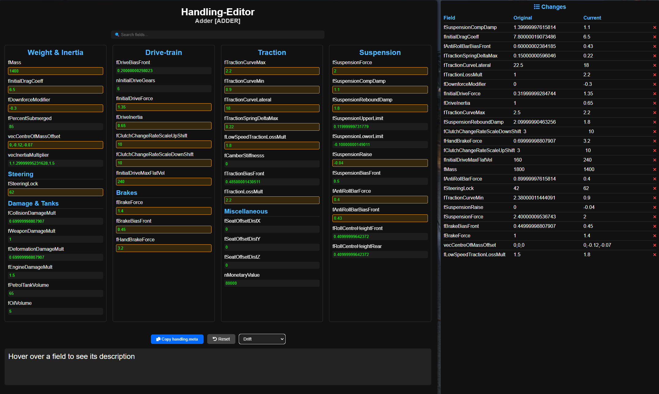 lvScripts · Vehicle Handling Editor NUI