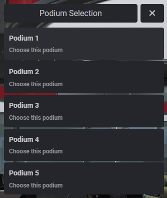 illu Development · Car Podiums