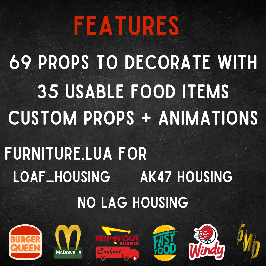 MadeByLex · Fast Food Usable Prop Pack - QB - 5M Devs by Lex420