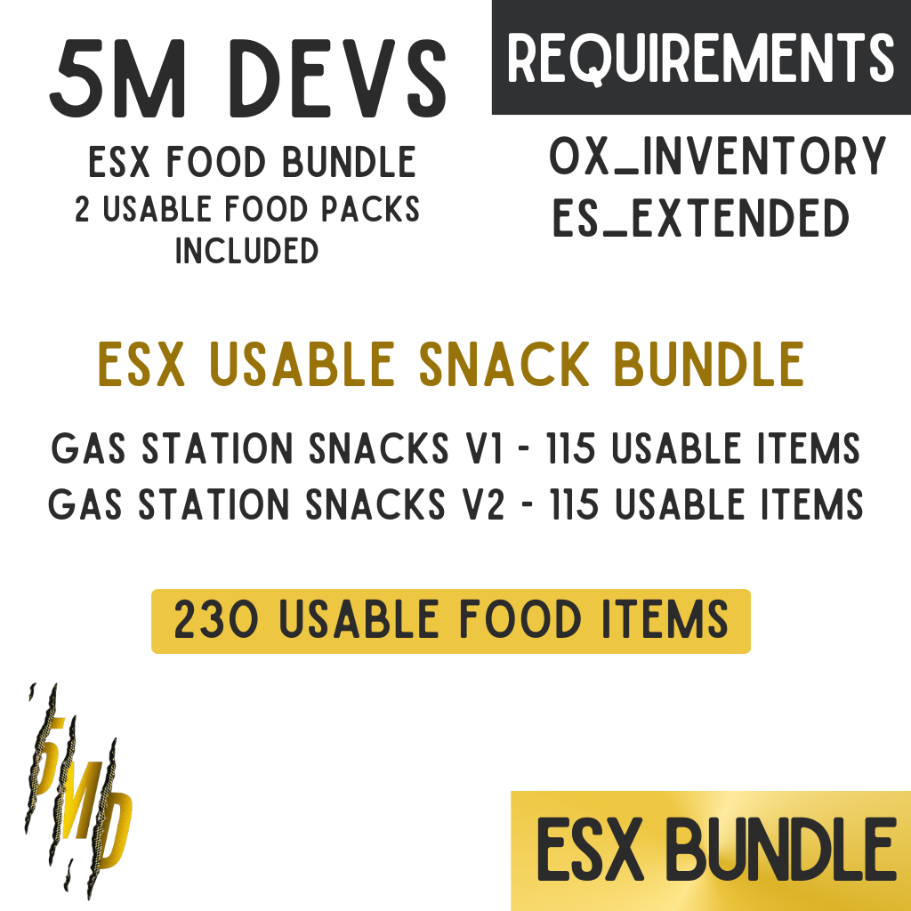 MadeByLex · ESX USABLE SNACK BUNDLE - ESX - 5M Devs by Lex420