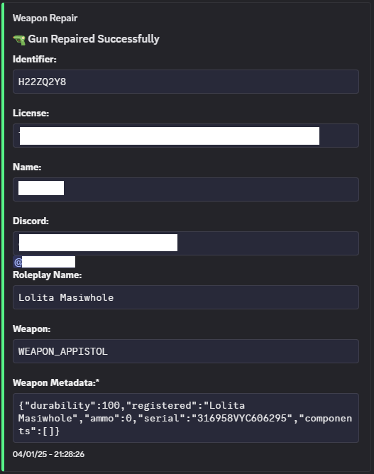 Grizz Tea · Gun Repair Script