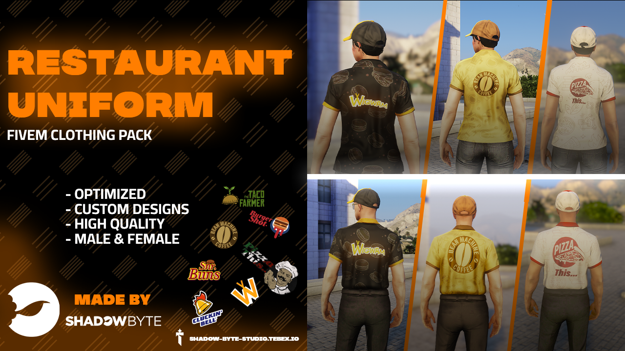 Shadow Byte Studio · Restaurants Pack (Vehicles + Bikes + Uniforms)