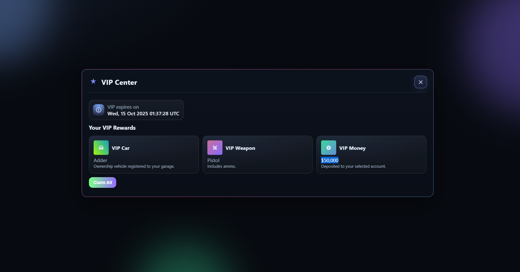 PAID - VIP System – Exclusive FiveM Membership & Rewards | VAG ...