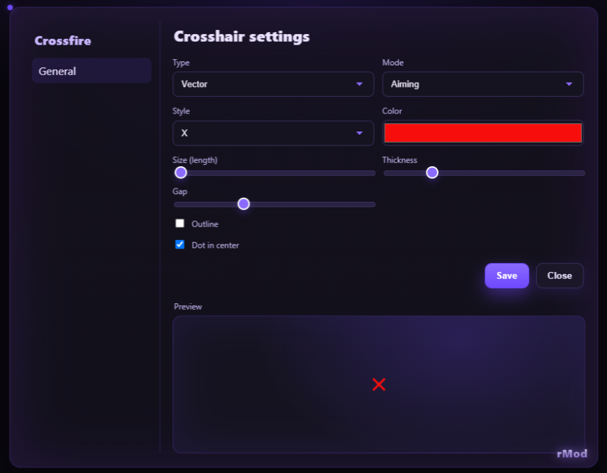 rMod · [FREE] Crossfire — Modern NUI Crosshair