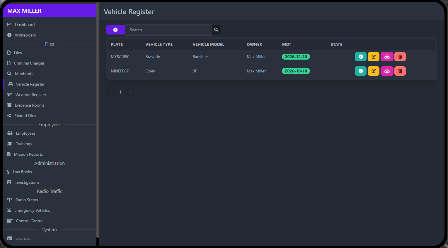 myScripts · myVehicleRegister