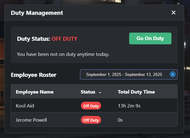 Duty Management System - FiveM Releases - Cfx.re Community