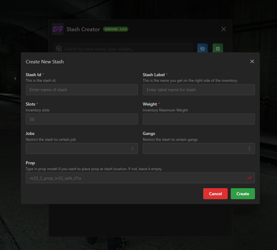 PlayerNo1 · Stash Creator